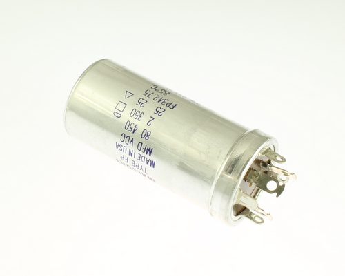 FP342.75 MALLORY capacitor 80uF 450V Aluminum Electrolytic Large Can ...